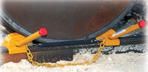 Double Railroad Wheel Chock (Exposed Rail) | Aldon Company, Inc.