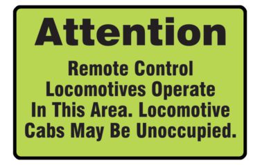 Remote Control Locomotive Warning Sign | Aldon®