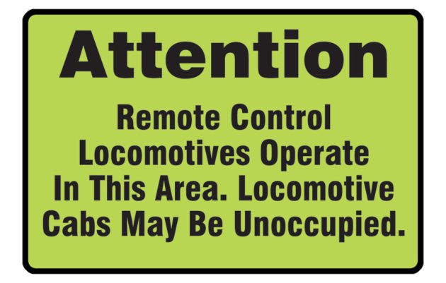 Remote Control Locomotive Warning Sign | Aldon®