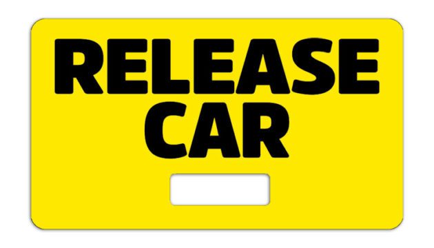Magnetic Railcar Status Sign Yellow "RELEASE CAR" | Aldon®