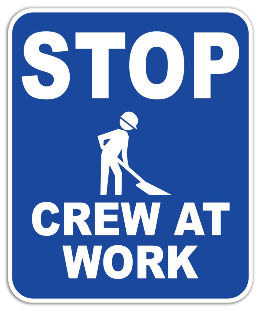 Blue "Stop Crew At Work" Sign Plate | Aldon Company, Inc.