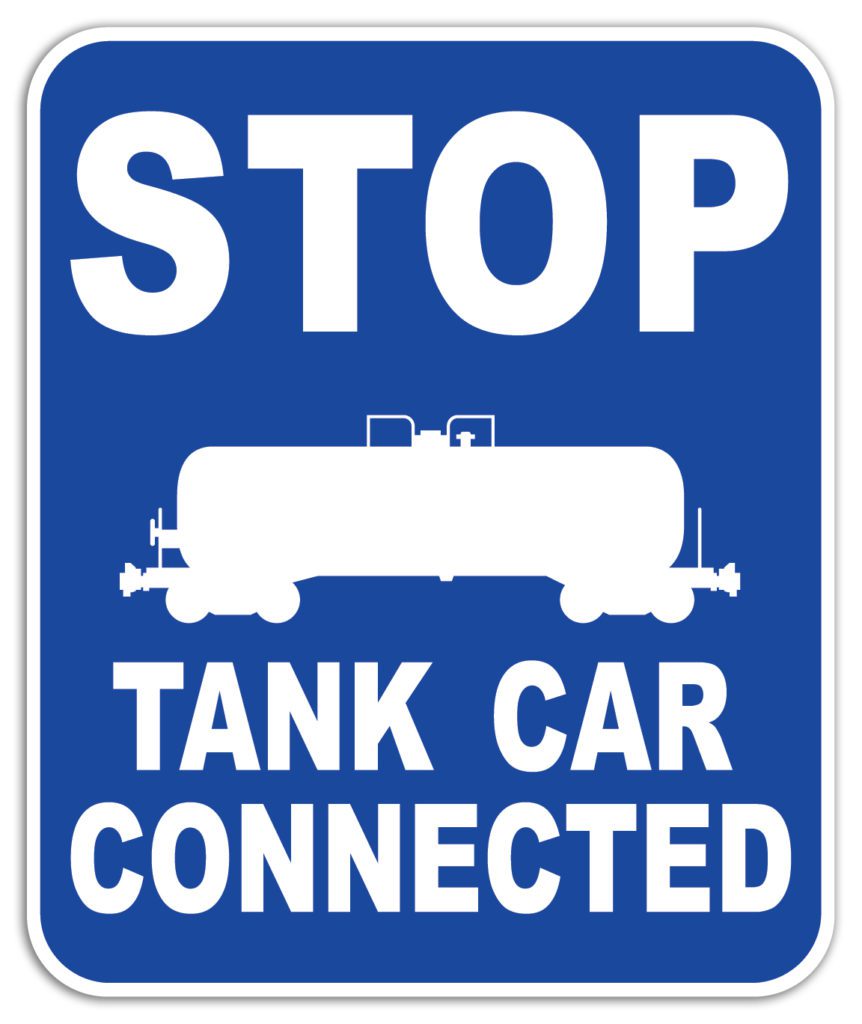 Enhanced Stop Tank Car Connected Blue Sign Plate | Aldon®