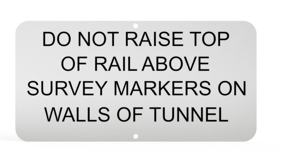 Tunnel Top of Rail Sign, UPRR STD DWG 0541 | Aldon®