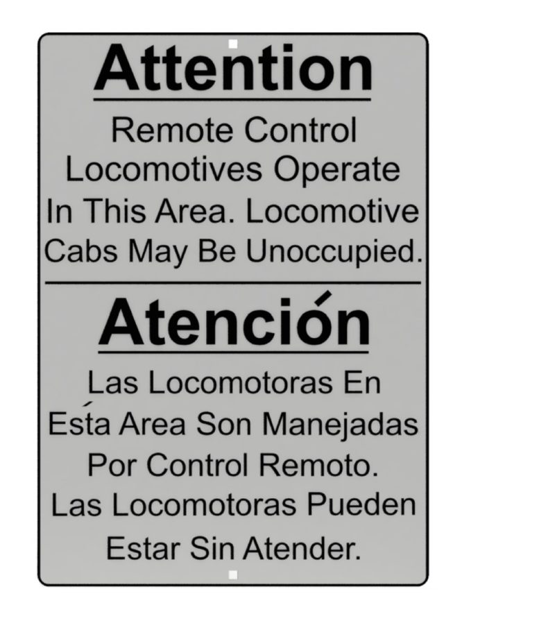 Remote Control LOCO-MOTIVES Sign (General) Dual Language, UPRR STD DWG ...