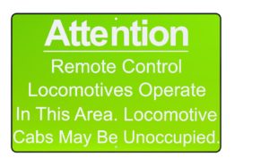 Remote Control Locomotives Sign (Entrances), UPRR STD DWG 0555 | Aldon®